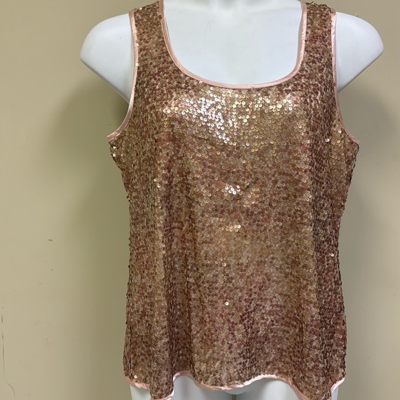 Chico's | Tops | Plus Size Chicos Rose Gold Sequined Top | Poshmark